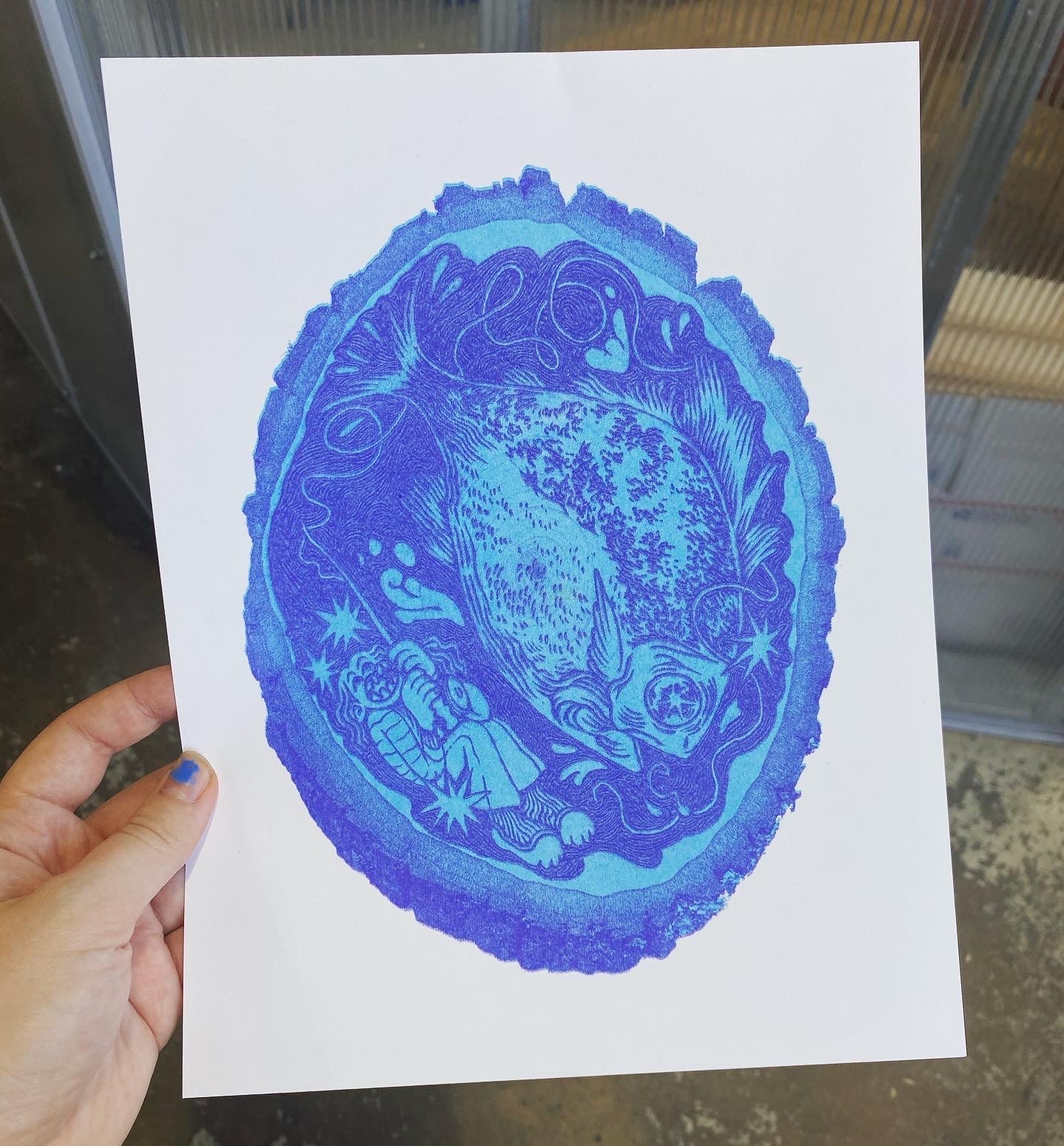 Fisher of Fish Wood-burned Riso Print – ashrudolph